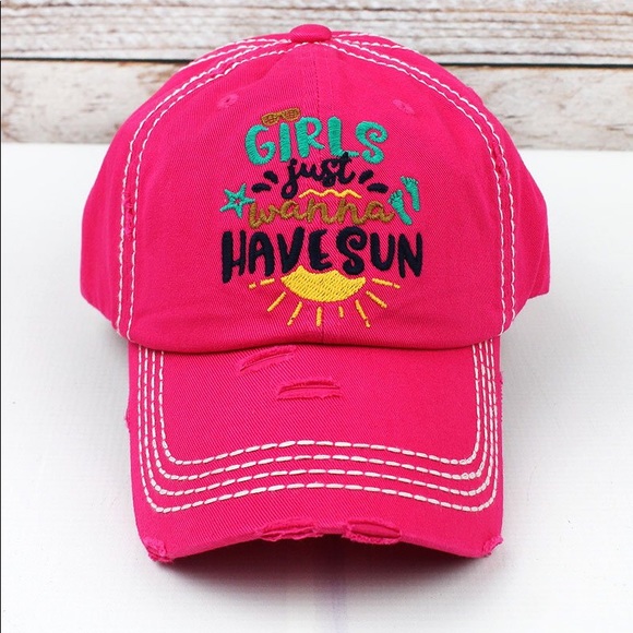 Accessories | Bright Pink Girls Just Wanna Have Sun Cap | Poshmark